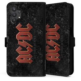DeinDesign Galaxy A32 5G Handy Klapph&uuml;lle Handyh&uuml;lle aus Kunst Leder schwarz Flip Case Acdc Logo Merchandise Sideflip mit langer Lasche