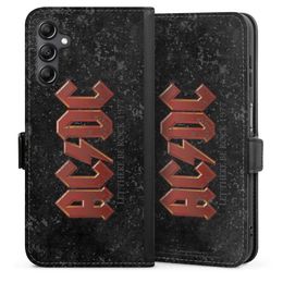DeinDesign Galaxy A14 5G Handy Klapph&uuml;lle Handyh&uuml;lle aus Kunst Leder schwarz Flip Case Acdc Logo Merchandise Sideflip mit Lasche