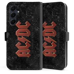 DeinDesign Galaxy A35 5G Handy Klapph&uuml;lle Handyh&uuml;lle aus Kunst Leder schwarz Flip Case Acdc Logo Merchandise Sideflip mit Lasche