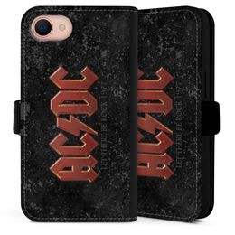 DeinDesign iPhone 17e Handy Klapph&uuml;lle Handyh&uuml;lle aus Kunst Leder schwarz Flip Case Acdc Logo Merchandise Sideflip mit Lasche
