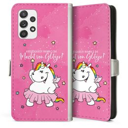 DeinDesign Galaxy A52s 5G Handy Klapph&uuml;lle Handyh&uuml;lle aus Kunst Leder wei&szlig; Flip Case Pummeleinhorn Official Licensed Product Pummel & Friends Sideflip mit Lasche