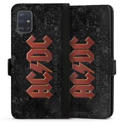 DeinDesign Galaxy A51 Handy Klapph&uuml;lle Handyh&uuml;lle aus Kunst Leder schwarz Flip Case Acdc Logo Merchandise Sideflip mit Lasche