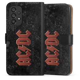 DeinDesign Galaxy A53 5G Handy Klapph&uuml;lle Handyh&uuml;lle aus Kunst Leder schwarz Flip Case Acdc Logo Merchandise Sideflip mit langer Lasche