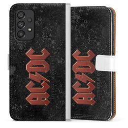 DeinDesign Galaxy A33 5G Handy Klapph&uuml;lle Handyh&uuml;lle aus Kunst Leder wei&szlig; Flip Case Acdc Logo Merchandise Sideflip mit Lasche