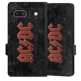 DeinDesign Google Pixel 7a Handy Klapph&uuml;lle Handyh&uuml;lle aus Kunst Leder schwarz Flip Case Acdc Logo Merchandise Sideflip mit Lasche