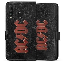 DeinDesign Huawei P30 Lite Handy Klapph&uuml;lle Handyh&uuml;lle aus Kunst Leder schwarz Flip Case Acdc Merchandise Logo Sideflip mit Lasche