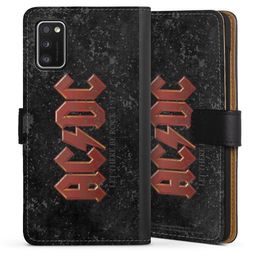 DeinDesign Galaxy A41 Handy Klapph&uuml;lle Handyh&uuml;lle aus Kunst Leder schwarz Flip Case Acdc Logo Merchandise Sideflip mit Lasche