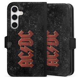 DeinDesign Galaxy S24 Handy Klapph&uuml;lle Handyh&uuml;lle aus Kunst Leder schwarz Flip Case Acdc Merchandise Logo Sideflip mit Lasche