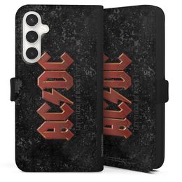 DeinDesign Galaxy S24 FE 5G Handy Klapph&uuml;lle Handyh&uuml;lle aus Kunst Leder schwarz Flip Case Acdc Logo Merchandise Sideflip mit Lasche
