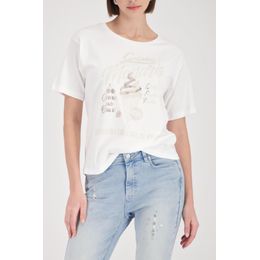 T-Shirt monari "Shirt Ice Cream", Damen, Gr. 44, wei&szlig; (ecru), Web, Obermaterial: 100% Baumwolle, unifarben, regular fit, Rundhals, eingesetzt abgesteppte Kante, Shirts T-Shirt, Regular fit mit Gelato-Print