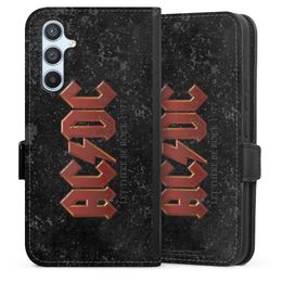 DeinDesign Galaxy A54 5G Handy Klapph&uuml;lle Handyh&uuml;lle aus Kunst Leder schwarz Flip Case Acdc Logo Merchandise Sideflip mit Lasche