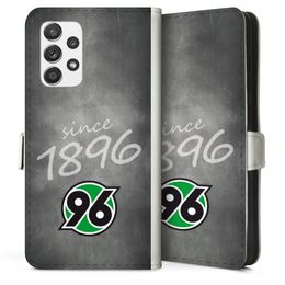 DeinDesign Galaxy A52s 5G Handy Klapph&uuml;lle Handyh&uuml;lle aus Kunst Leder wei&szlig; Flip Case Hannover 96 H96 Official Licensed Product Sideflip mit Lasche