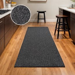 Teppich Sanat "Lora Plus, auch als L&auml;ufer", grau, B:60cm H:5mm L:110cm, Kunstfaser, Teppiche, Teppich, Kurzflor, uni, gekettelt, Wohnzimmer, Kinderzimmer