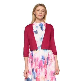 Strickjacke Vera Mont "Damen mit 3/4 Arm", Damen, Gr. M, schwarz raspberry, Feinstrick, Obermaterial: 79% Viskose, 21% Polyamid, figurumspielend normal, V-Ausschnitt, Strickjacken Strickjacke