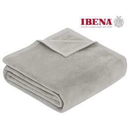 Wohndecke Ibena "Luxus", grau (hellgrau), B:150cm L:200cm, Baumwolle, Kunstfaser, Wohndecken, Wohndecke, verschiedene Gr&ouml;&szlig;en, uni, Kuscheldecke, Premium, made in Europe
