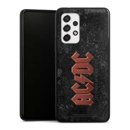 DeinDesign Galaxy A53 5G Handy Silikon H&uuml;lle Case schwarz Handyh&uuml;lle Acdc Logo Merchandise