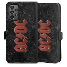 DeinDesign Galaxy A23 5G Handy Klapph&uuml;lle Handyh&uuml;lle aus Kunst Leder schwarz Flip Case Acdc Logo Merchandise Sideflip mit Lasche