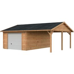 Garage Palmako "Roger, mit Sektionaltor", braun, H:316cm, Massivholz, Garagen, BxTxH: 703x619x316 cm