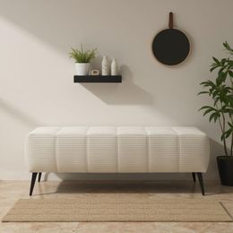 Hocker DOMO collection "Trento, mit Kufenfu&szlig; oder Einzelfu&szlig;", beige (creme), B:153cm H:45cm T:62cm, 100% Polyester, Hocker, Polsterhocker, Fu&szlig;h&ouml;he passend f&uuml;r g&auml;ngige Saugroboter