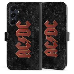 DeinDesign Galaxy A55 5G Handy Klapph&uuml;lle Handyh&uuml;lle aus Kunst Leder schwarz Flip Case Acdc Logo Merchandise Sideflip mit Lasche