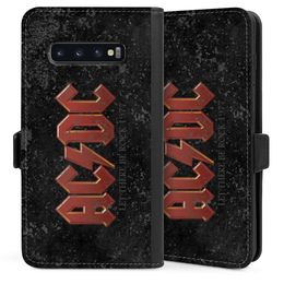 DeinDesign Galaxy S10 Plus Handy Klapph&uuml;lle Handyh&uuml;lle aus Kunst Leder schwarz Flip Case Acdc Logo Merchandise Sideflip mit Lasche