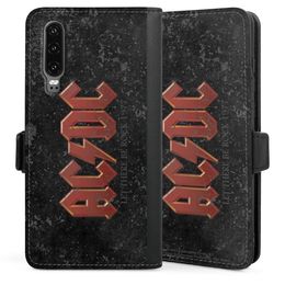DeinDesign Huawei P30 Handy Klapph&uuml;lle Handyh&uuml;lle aus Kunst Leder schwarz Flip Case Acdc Logo Merchandise Sideflip mit langer Lasche