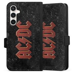 DeinDesign Galaxy S23 FE Handy Klapph&uuml;lle Handyh&uuml;lle aus Kunst Leder schwarz Flip Case Acdc Logo Merchandise Sideflip mit Lasche