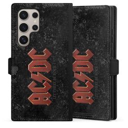DeinDesign Galaxy S24 Ultra Handy Klapph&uuml;lle Handyh&uuml;lle aus Kunst Leder schwarz Flip Case Acdc Merchandise Logo Sideflip mit Lasche