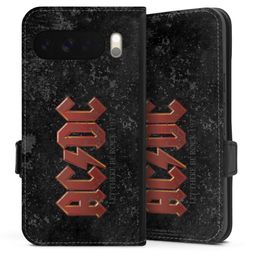 DeinDesign Google Pixel 10 Pro XL Handy Klapph&uuml;lle Handyh&uuml;lle aus Kunst Leder schwarz Flip Case Acdc Merchandise Logo Sideflip mit Lasche