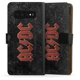 DeinDesign Galaxy S10 Handy Klapph&uuml;lle Handyh&uuml;lle aus Kunst Leder schwarz Flip Case Acdc Merchandise Logo Sideflip mit Lasche