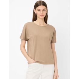 Kurzarmshirt Brax "Style CAELEN S", Damen, Gr. 36, hellbraun, 47% Baumwolle, 47% Modal, 6% Elasthan, Rundhals, Shirts