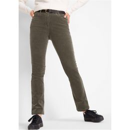 bonprix Stretch-Cordhose, gr&uuml;n, Gr.40, Weiche Stretch-Cordhose mit schmaler Beinform, aus Cord