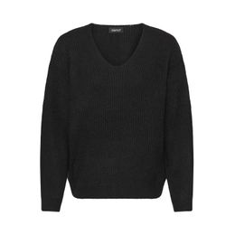 V-Ausschnitt-Pullover oxmo "V-Ausschnitt-Pullover OXCallie", Damen, Gr. S, schwarz, Obermaterial: 93% Polyester PES. 5% Wolle mw. 2% Elasthan EL., Pullover