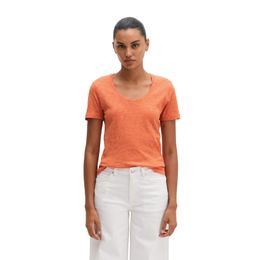 Marc O'Polo T-Shirt MARC O'POLO "aus Slub-Jersey", Damen, Gr. L, warm orange, Obermaterial: 100% Baumwolle, unifarben, Basic, regular fit, tiefer Rundhals, normaler Saum, Shirts T-Shirt