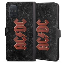 DeinDesign Galaxy A71 Handy Klapph&uuml;lle Handyh&uuml;lle aus Kunst Leder schwarz Flip Case Acdc Logo Merchandise Sideflip mit Lasche