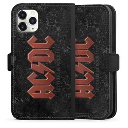 DeinDesign iPhone 11 Pro Handy Klapph&uuml;lle Handyh&uuml;lle aus Kunst Leder schwarz Flip Case Acdc Merchandise Logo Sideflip mit Lasche