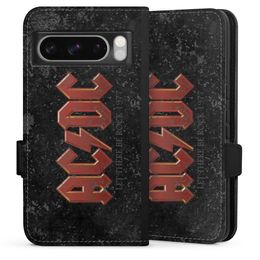 DeinDesign Google Pixel 8 Pro Handy Klapph&uuml;lle Handyh&uuml;lle aus Kunst Leder schwarz Flip Case Acdc Logo Merchandise Sideflip mit Lasche