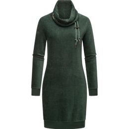 Sweatkleid Ragwear "Chloe Velvet", Damen, Gr. L (40), Normalgr&ouml;&szlig;en, gr&uuml;n (apfelgr&uuml;n), Samt, Material: 62% Baumwolle, 35% Polyester, 3% Elasthan, tailliert ca. Mitte Oberschenkel, hoch geschlossener Ausschnitt, &Auml;rmel ohne &Auml;rmelschlitz Rippstrickb&uuml;ndchen, Kleider Sweatkleid, stylisches Langarmkleid in Samtoptik