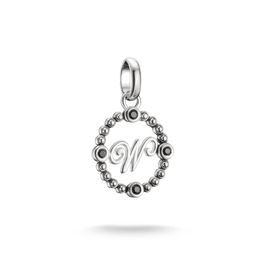Charm-Einh&auml;nger Thomas Sabo "Thomas Sabo Wednesday W Charm - Connect", silberfarben, schwarz, schwarz, Charms, Damen, Silber 925 (recycelt), mit Zirkonia (synth.)
