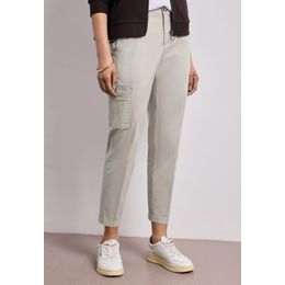 Chinohose Street One, Damen, Gr. 46, L&auml;nge 28, cobble stone, Web, 97% Baumwolle, 3% Elasthan, unifarben, comfort fit lang, Hosen Chinohose, Middle Waist