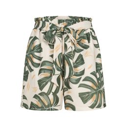 Shorts CLOUD 5IVE "CLOUD 5IVE Paperbag Shorts with tie belt and palm print", Damen, Gr. XXL, US-Gr&ouml;&szlig;en, gr&uuml;n, beige, 95% Polyester, 5% Elasthan, normal, Hosen Shorts