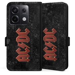DeinDesign Xiaomi Redmi Note 13 Pro 5G Handy Klapph&uuml;lle Handyh&uuml;lle aus Kunst Leder schwarz Flip Case Acdc Merchandise Logo Sideflip mit Lasche