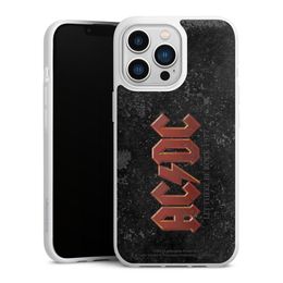 DeinDesign iPhone 13 Pro Handy Silikon H&uuml;lle Case wei&szlig; Handyh&uuml;lle Acdc Merchandise Logo Silikon Case