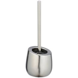 WC-Garnitur Wenko "Badi", silber (silber matt), H:38cm L:13,5cm &Oslash;:13,5cm, Keramik, Reinigungsb&uuml;rsten, Keramik