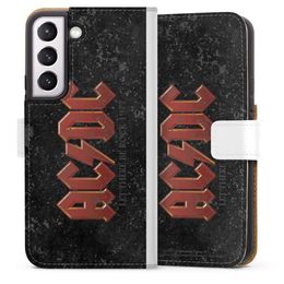 DeinDesign Galaxy S22 Handy Klapph&uuml;lle Handyh&uuml;lle aus Kunst Leder wei&szlig; Flip Case Acdc Merchandise Logo Sideflip mit Lasche
