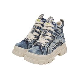 Stiefel Buffalo "Buffalo ASPHA NC MID - VEGAN DENIM", Damen, Gr. 37, blau, Kunstfaser, Schuhe Stiefel