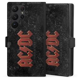 DeinDesign Galaxy S23 Ultra Handy Klapph&uuml;lle Handyh&uuml;lle aus Kunst Leder schwarz Flip Case Acdc Logo Merchandise Sideflip mit Lasche