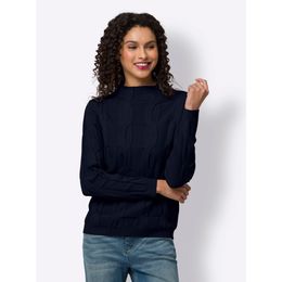 Stehkragenpullover Heine "Stehkragen-Pullover", Damen, Gr. 42, blau (marine), 50% Viskose, 25% Polyester, 25% Polyamid, unifarben, Pullover Stehkragenpullover