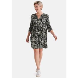 Midikleid STOOKER WOMEN "TUNIKA Kleid V-Neck", Damen, Gr. 44/46, Normalgr&ouml;&szlig;en, gr&uuml;n leo aop, 96% Polyester, 4% Elasthan, regular fit Midi, Kleider Midikleid, Tunika Kleid mit V-Ausschnitt Figurumspielend f&uuml;r Damen
