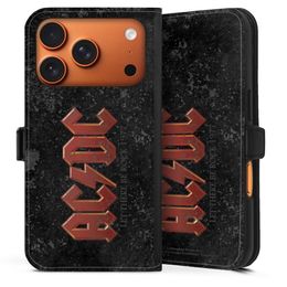 DeinDesign iPhone 17 Pro Handy Klapph&uuml;lle Handyh&uuml;lle aus Kunst Leder schwarz Flip Case Acdc Logo Merchandise Sideflip mit Lasche